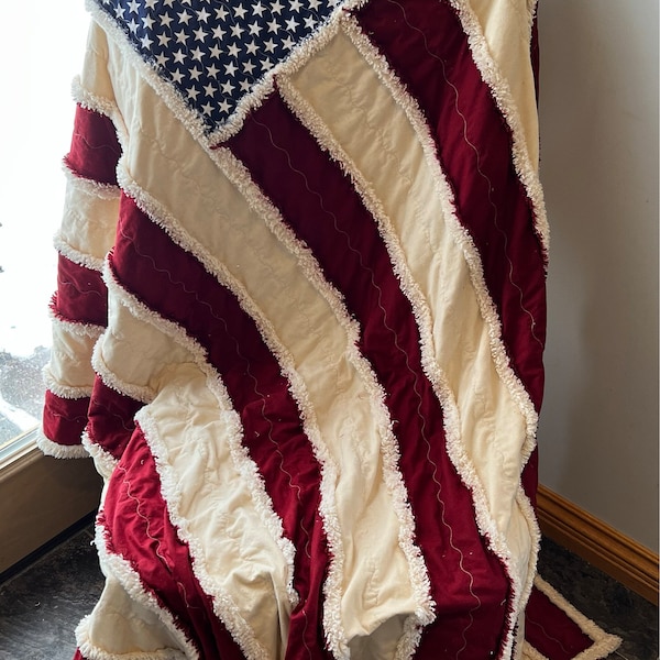 Rag Flag Quilt Pattern 42" X 27" Primitive Raggedy American Flag ...