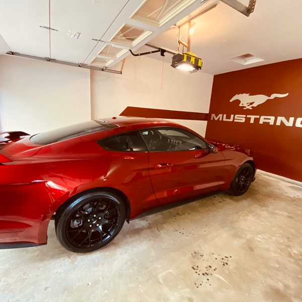 Mustang Pony and Letters Combo Garage Sign 9 Feet Long Brushed Silver ...