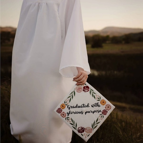 Embroidered Tulip Graduation Cap Topper Graduation Cap Decoration ...