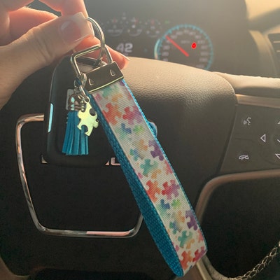Autism Key Fob Puzzle Key Fob Autism Keychain Puzzle Piece Wristlet ...