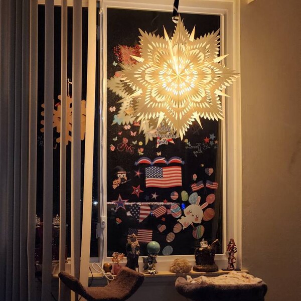 Snowflake Star Light Lantern, Folding Paper Light, Lamp - Night Light ...