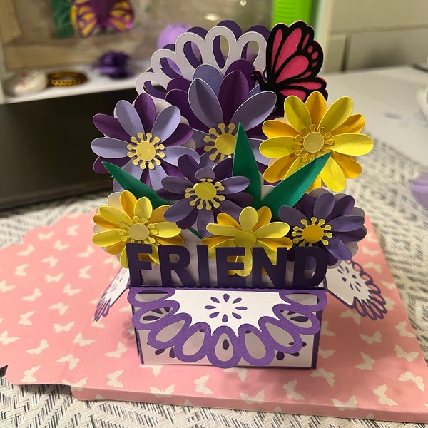 Sunshine Bouquet Card in A Box 3D SVG - Etsy