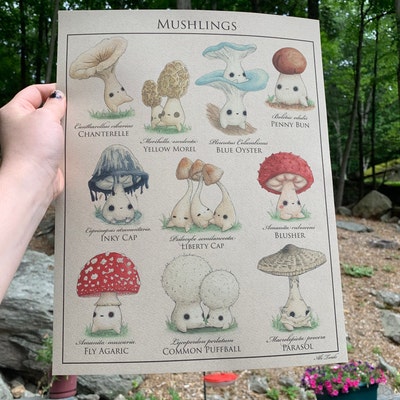 Mushling Identification Print Mushroom Botanical Fine Art Giclée Poster ...