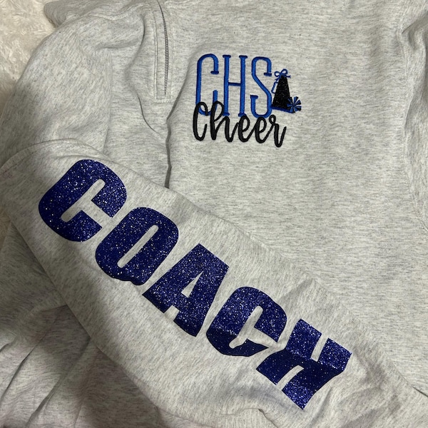 ADULT - Cheer Mascot Quarter Zip Pullover With Name on Sleeve in ...