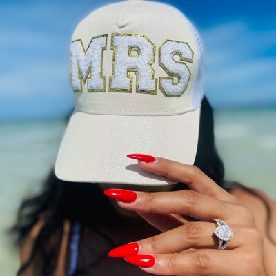 MRS Hat, Glitter Baseball Cap, Messy Bun Hat, Bachelorette Baseball Cap ...