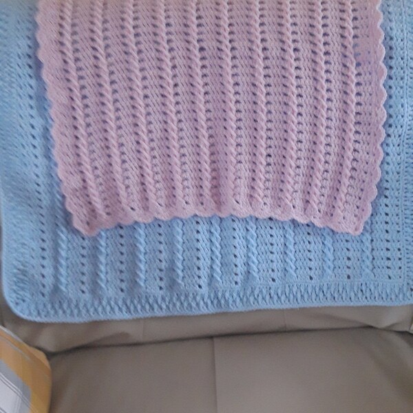 PDF Pattern Crocheted Baby Afghan, PINK SHELLS Baby Afghan Blanket ...