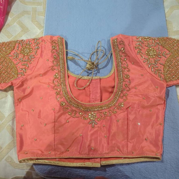 Green Blue Kanjeevaram Border Pure Silk Handloom Saree Maggam Work ...