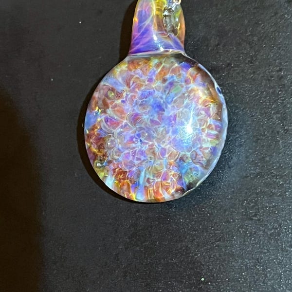 Blue Wave Pendant, Large Hand Blown Glass Implosion Necklace, Under the ...