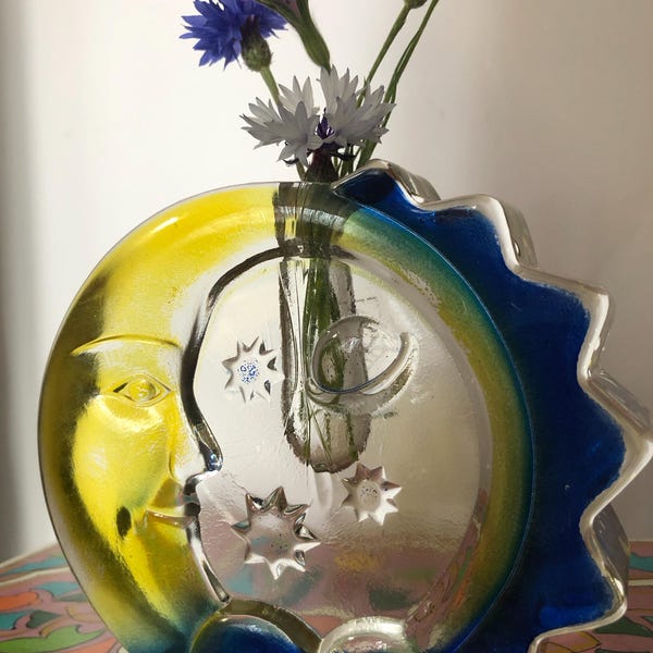 Vintage 90s Yellow Marble Glass Sun Bowl, Celestial Whimsigoth Trinket ...