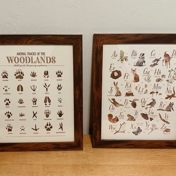 Animal Tracks Print, Woodland Animal Prints Poster, Woodland Nursery ...