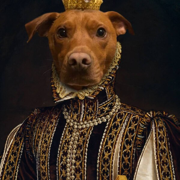 Custom Renaissance Princess Pet Portrait . Royal Dress Pet Portrait ...