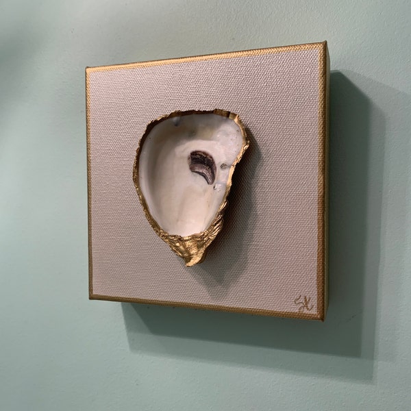 Gold or Silver Leafed Oyster Shell on Canvas, Christian, Coastal, Beach ...