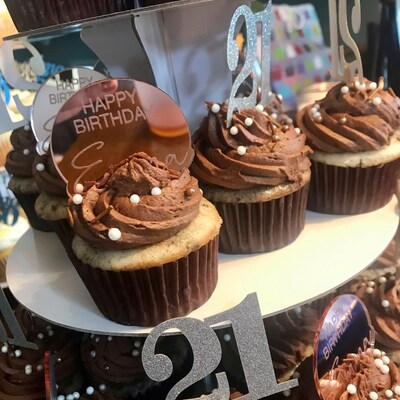 ANY NUMBER 21st Birthday Cupcake Toppers 2 Inches Tall Party Glitter ...
