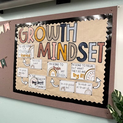 BOHO RAINBOW Growth Mindset Posters Neutral Rainbow Classroom Decor ...