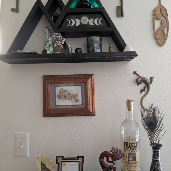 Mountain Crystal Altar Shelf With Wide Base and Moon Phase Pull Out ...