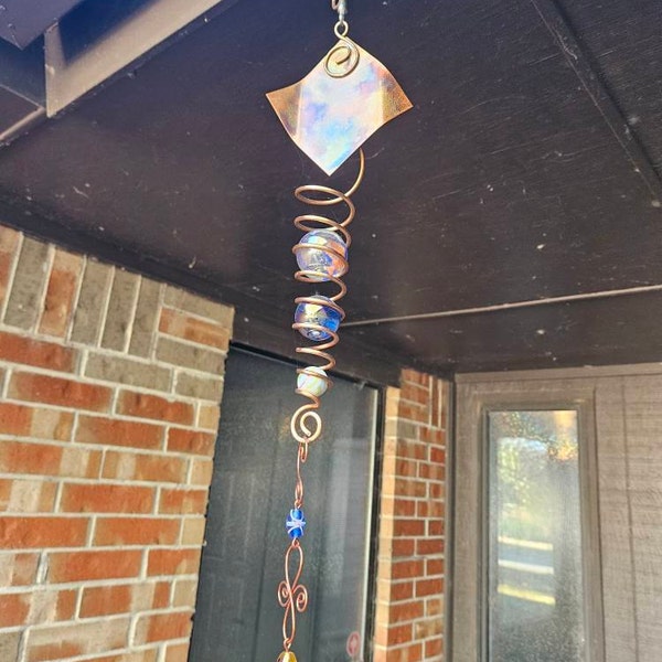 Handmade Copper Wind Spinner Dual Spiral W/ 40mm Glass Sphere (DISC ...