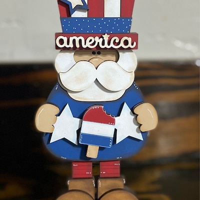 Standing Mini Uncle Sam SVG File Lucky Laser Cut File 4th of July SVG ...
