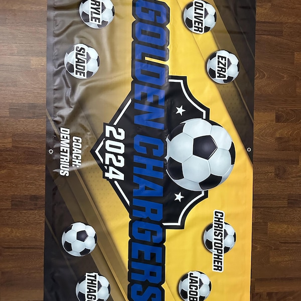 Soccer Team Banner - Custom Soccer Banner, Printed, Grommets, Soccer ...