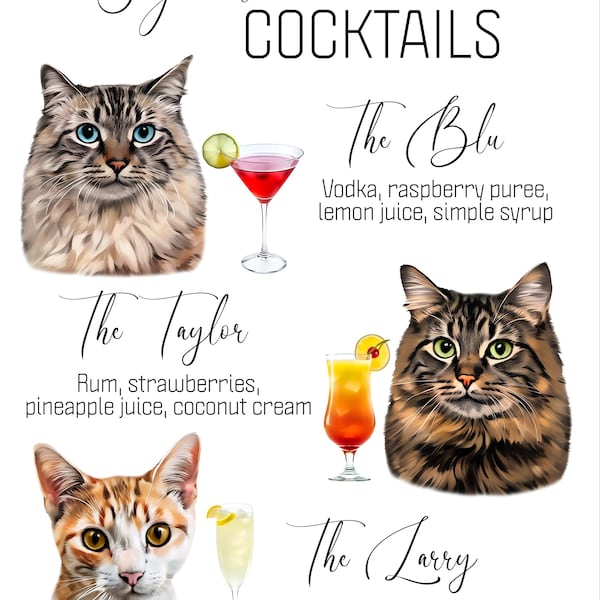 Custom Pet Bar Menu Sign His and Hers Signature Drink With Dog Custom ...