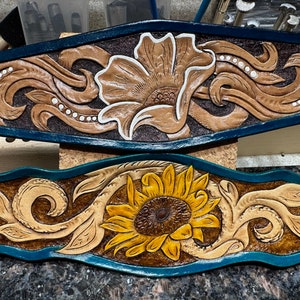 Leather Belt Tooling Pattern flowers Feathers Design 8 - Etsy