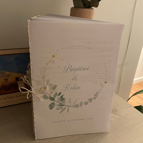 Livret De Messe Baptême à Personnaliser Sur Canva - Livret De Messe ...