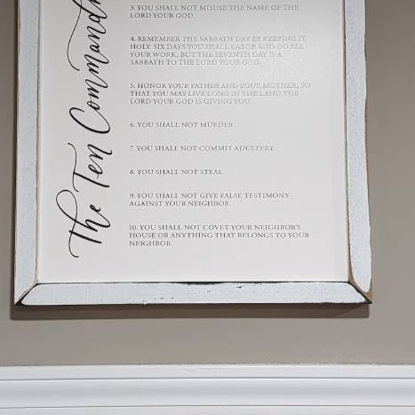 The Ten Commandments Sign, Bible Verse Sign, Scripture Sign, Wood ...