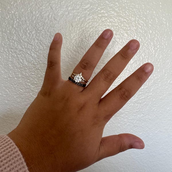 4mm Wide Til Death Black Enamel Band Ring, Personalized Band ...