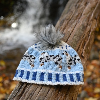 BLACK LAB Knitting Pattern, DOG Knitting Pattern, Fair Isle Pom Pom Hat ...