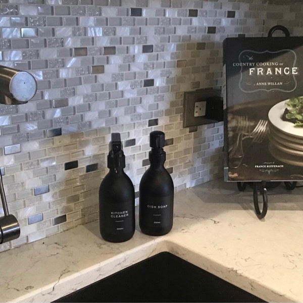 Matte Black Glass Soap Dispenser - Refillable Coloured Bottle With ...
