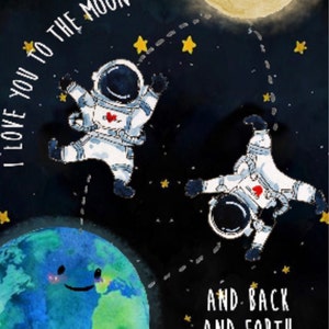 I Love You to the Moon and Back Funny Love Card for Husband, Kids Love ...