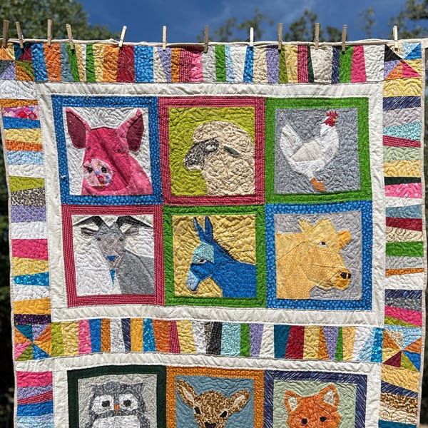 14" Pig FPP Quilt Block Pattern - Etsy