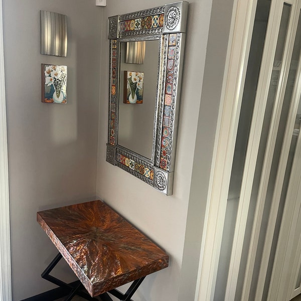 Large Handmade Coffee Table, Copper Decor, Unique Home Decor, Flame ...