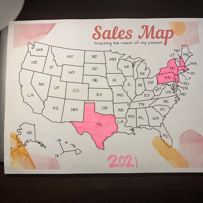 Sales Map Tracker Printable United States Etsy Sales Map, Goal Map ...