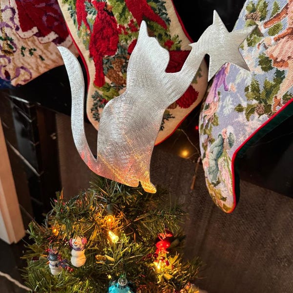 Kitty Cat, Cat Christmas Tree Topper, Wreath Decor, Holiday Decoration ...