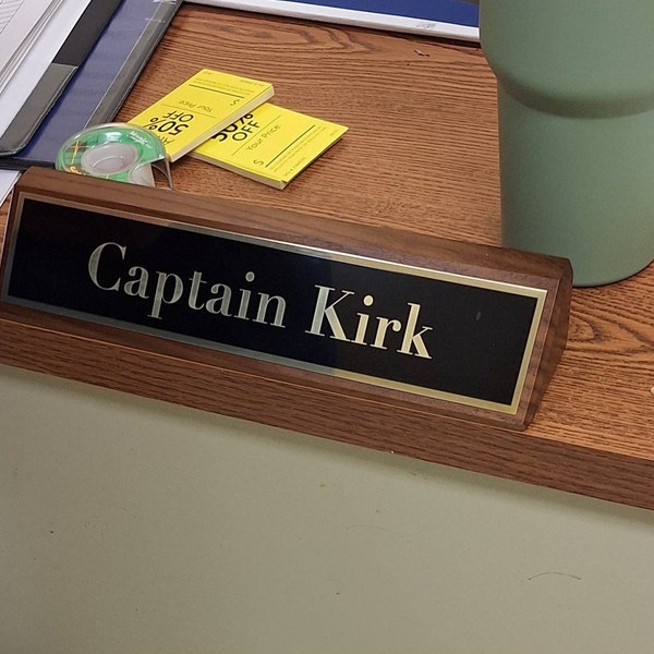 Desk Name Plate - Custom Engraved Name Sign - Personalized Wood Desk ...