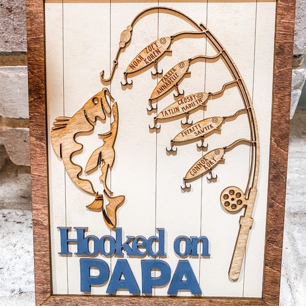 Hooked on Dad Fishing Sign SVG | Father Gift Svg | Fishing Svg ...