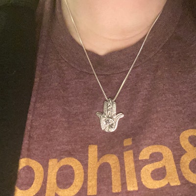 Hamsa Hand and Eye Pendant Silver Hand Eye Lotus Charm Boho Jewelry ...