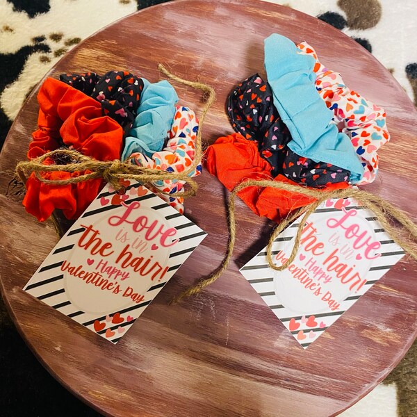 Hair Tie Scrunchie Valentine's Day Printable, Clip Valentine Love is in ...