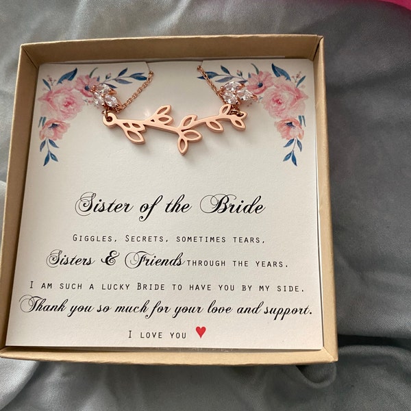 Sister Wedding Gift,sister of the Bride Gift Necklace, Maid of Honor ...