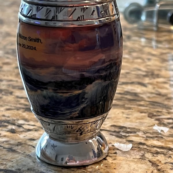 Engraved Ocean Wave Surfer Funeral Urn for Human Ashes Adult Upto 200 ...