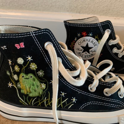 Blue Butterfly Floral Embroidery Converse Cottagecore Natural - Etsy