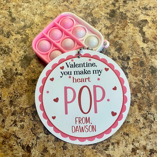 Shipped Valentine You Make My Heart Pop Tag, Kids Valentines for School ...