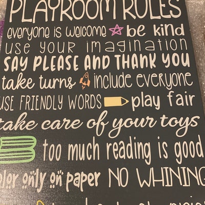 Kids Rules Sign for Wall Personalized Playroom Rules Sign for - Etsy
