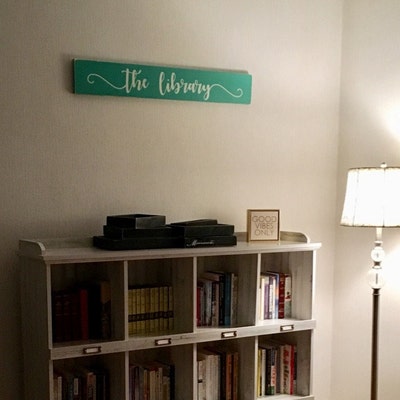 The Library Sign. Rustic Library Decor. Distressed Sign. Rustic Signs ...