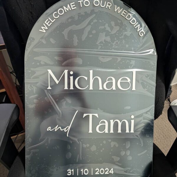 Wavy Whimsical Design Welcome Sign Semi Custom Acrylic Signage Wedding ...