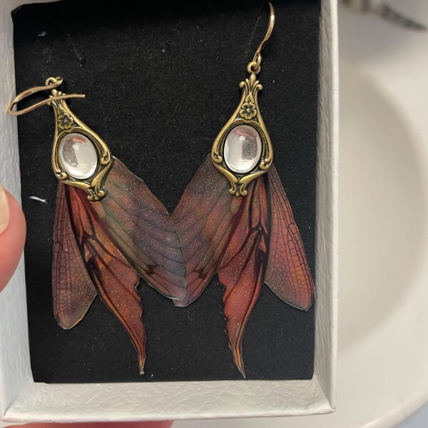 Fairy Wing Earrings, Opal Glass Jewelry, Fairycore, Dragonfly Dangles ...