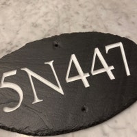SLATE ADDRESS MARKER Sign ( Carved Numbers ) With Lawn / Yard Stake ...
