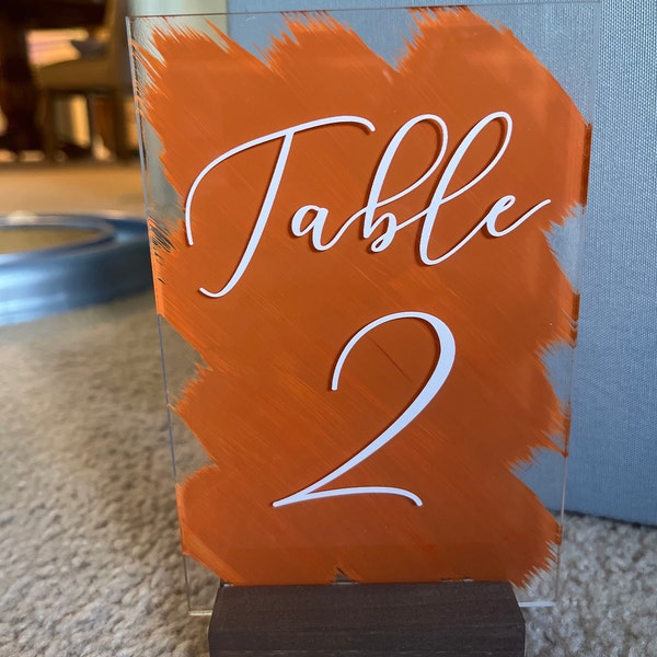 Painted Back Acrylic Table Numbers, Wedding Acrylic Table Signs ...