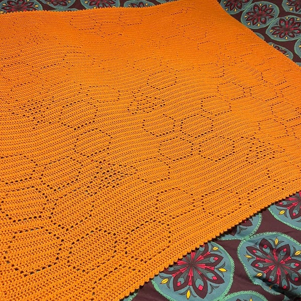 Filet Crochet Blanket Pattern | Bee Blanket Crochet Pattern | Filet ...