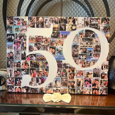 50th Birthday Photo Collage, Number Photo Collage, 50th Birthday Gift ...